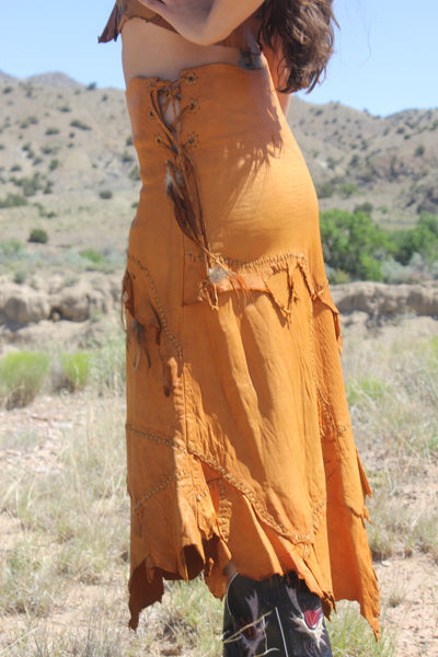 Stunning and Rare 1970s Handmade Deerskin Skirt with Feather Details ...