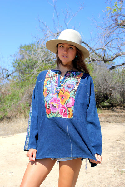 Handmade Guatemalan Indigo Folk Shirt Circa 1970s – Honeywood