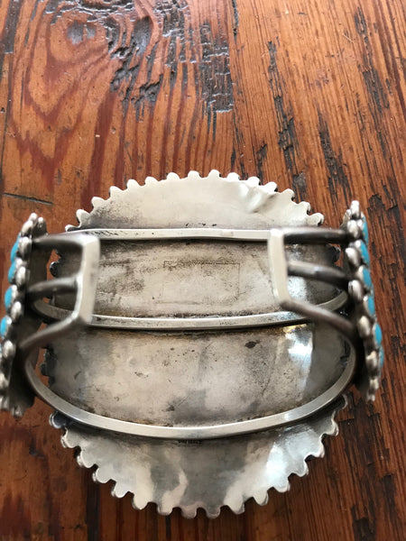 Large Zuni Antique Turquoise Cluster Cuff STUNNING – Honeywood